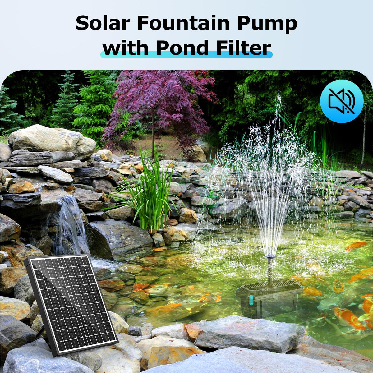 20W Solar Pond Filter Pump – Filtration Fountain Kit 280GPH