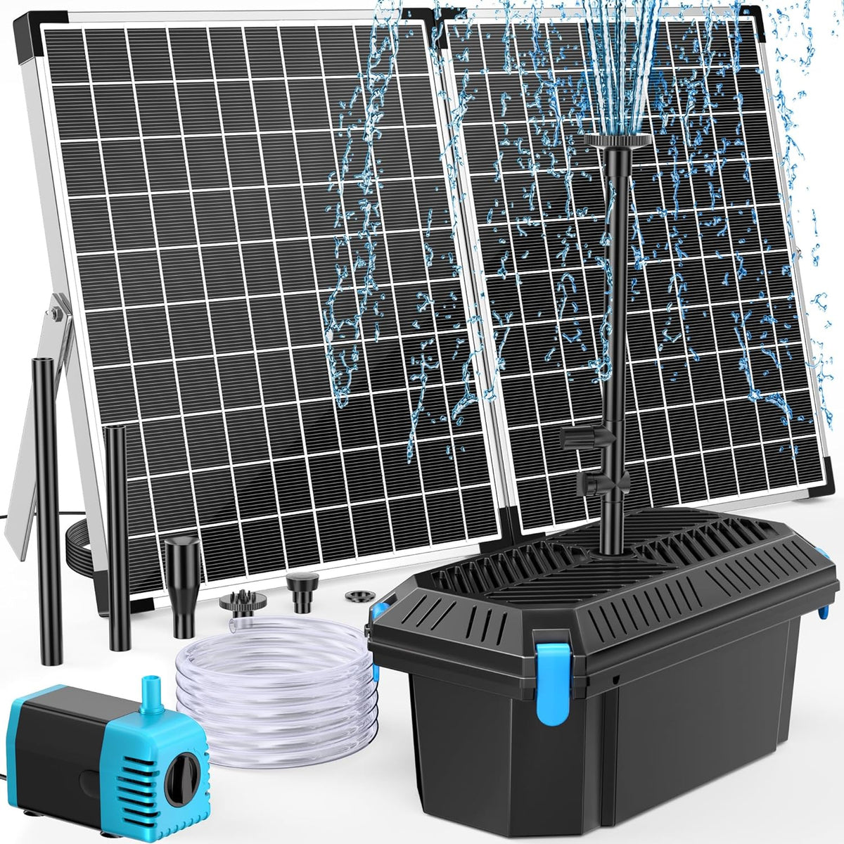40W Solar Water Pond Pump & Filter Kit - 580GPH Adjustable Flow ...